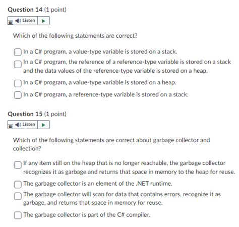 Solved Which Of The Following Statements Are Correct In A