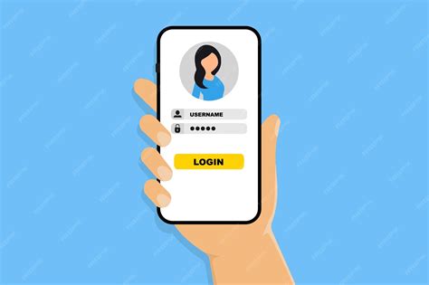 Premium Vector Login Form On Smartphone Screen Hand Holding Mobile
