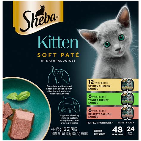 Sheba Perfect Portions Variety Flavors Pate Kitten Wet Cat Food 26 Oz