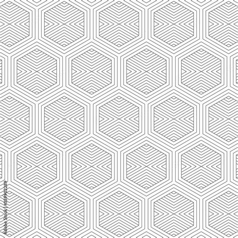 geometric vector pattern repeating stripe line on hexagon and triangle