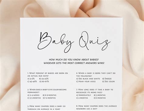 Baby Quiz Baby Shower Game Minimalist Baby Trivia Game Babe Girl Gender Neutral Game