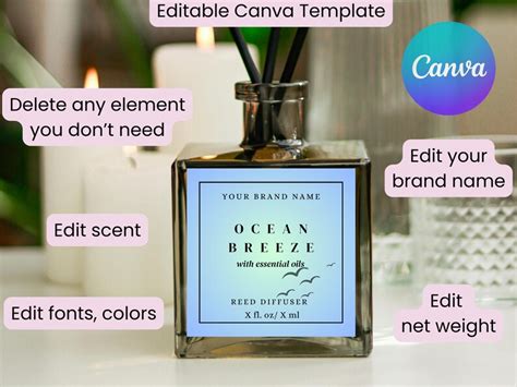 Reed Diffuser Label Canva Template Editable Label For Spa Products Label Design Nature