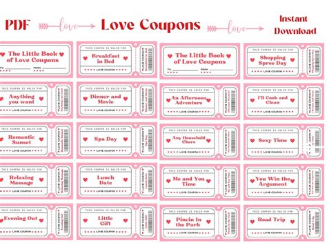 Love Coupon Book For Her Printable Love Coupons Valentines Love