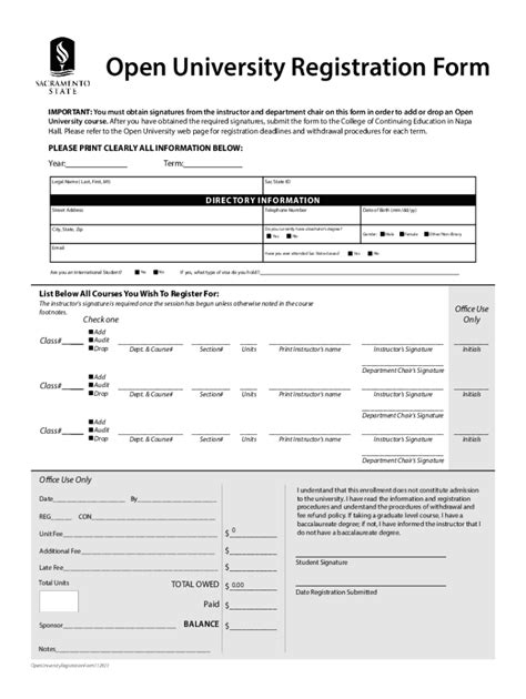 Open University Registration Form Fill Out And Sign Online Dochub