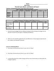The Cell Cycle Mitosis And Meiosis Lab Report Pdf Name BIOL 2110 The Cell Cycle Mitosis And