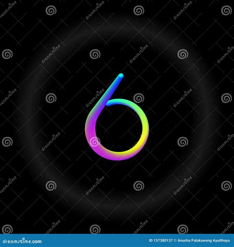 Typo Number 6 3D Neon Fonts Modern Alphabet Letters And Numbers Stock