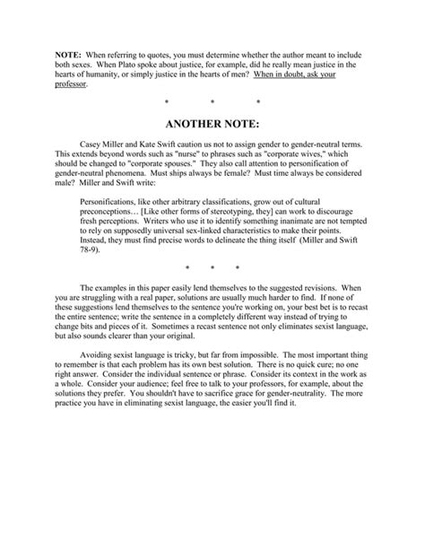 Avoiding Sexist Language Pdf Education