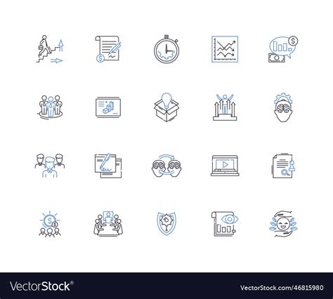 Resource Allocation Line Icons Collection Vector Image