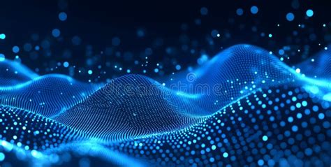 Abstract Digital Wave Of Glowing Blue Particles Technology Data Flow
