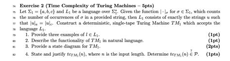 Solved 74 Exercise 2 Time Complexity Of Turing Machines