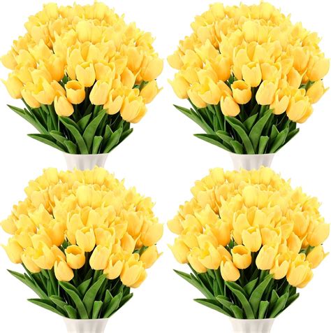 Geosar 40 Pcs Mothers Day Artificial Fake Tulip Flowers