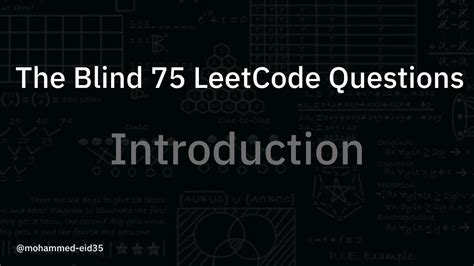 The Blind 75 Leetcode Questions Introduction Youtube