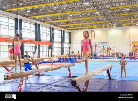 Young Girls Training In Gymnastics Guangzhou Vocational And Technical