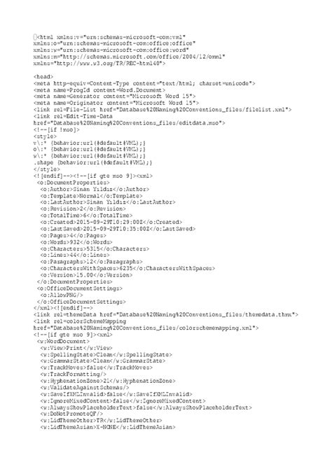 Doc Database Naming Conventions Doc Database Naming Conventions