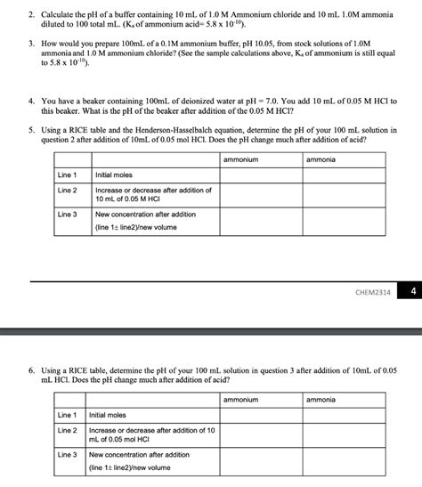 Solved 2 Calculate The Ph Of A Buffer Containing 10 Ml Of
