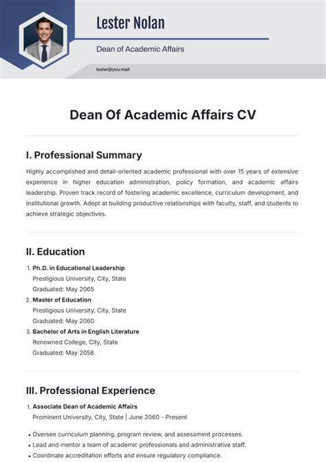 Free Academic CV Templates To Edit Online And Download