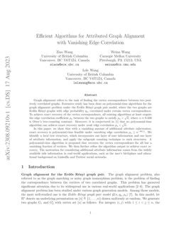 Efficient Algorithms For Attributed Graph Alignment With Vanishing Edge