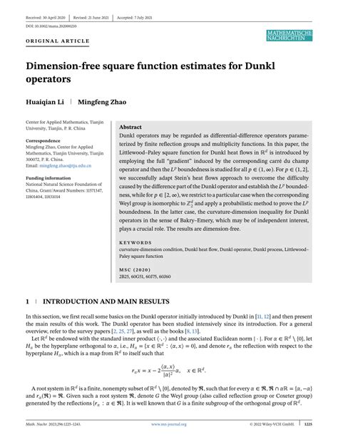 Dimension‐free Square Function Estimates For Dunkl Operators
