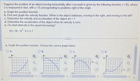 Solved Suppose The Position Of An Object Moving Horizontally