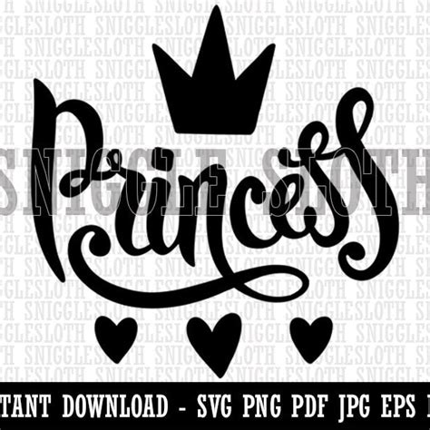 Princess Cursive With Crown Svg Etsy