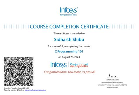 sidharth shibu on linkedin infosysspringboard cprogramming