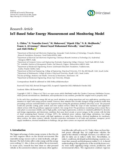 Pdf Iot Based Solar Energy Measurement And Monitoring Model