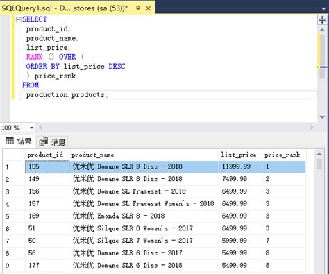 Sql Server Rank函数 Sql Server教程