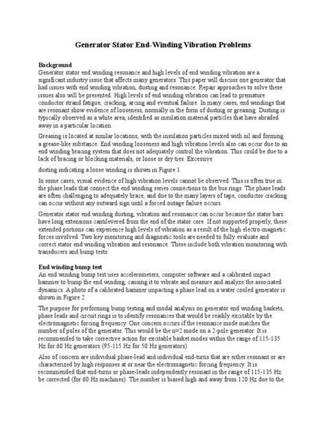 Generator Stator End Winding Vibration Problems Pdf Electric