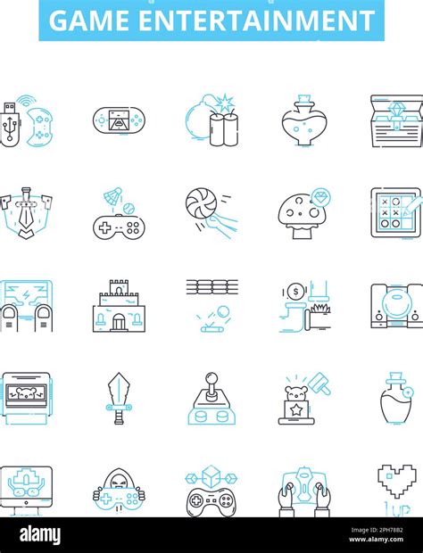 Game Entertainment Vector Line Icons Set Gaming Entertainment