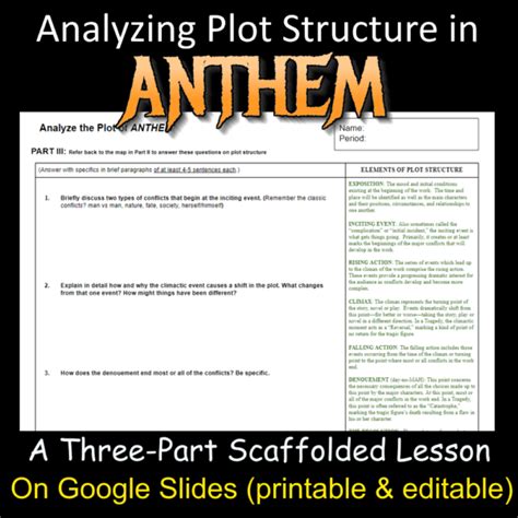 Anthem Mapping And Analyzing Plot Structure Three Part Lesson