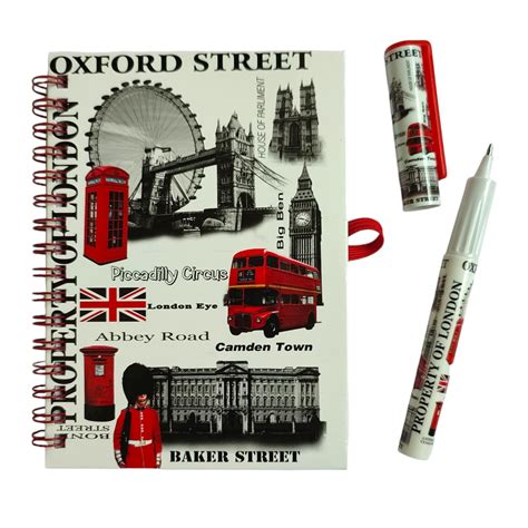 Famous London Icons A6 Notebook Notepad And Pen Wire Bound Notepad
