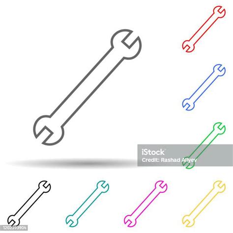 렌치 멀티 컬러 스타일 아이콘입니다 Ui 및 Ux 웹 사이트 또는 모바일 응용 프로그램에 대한 자동차 서비스 및 수리 부품