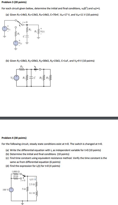 Solved For Each Circuit Given Below Determine The Initial Chegg