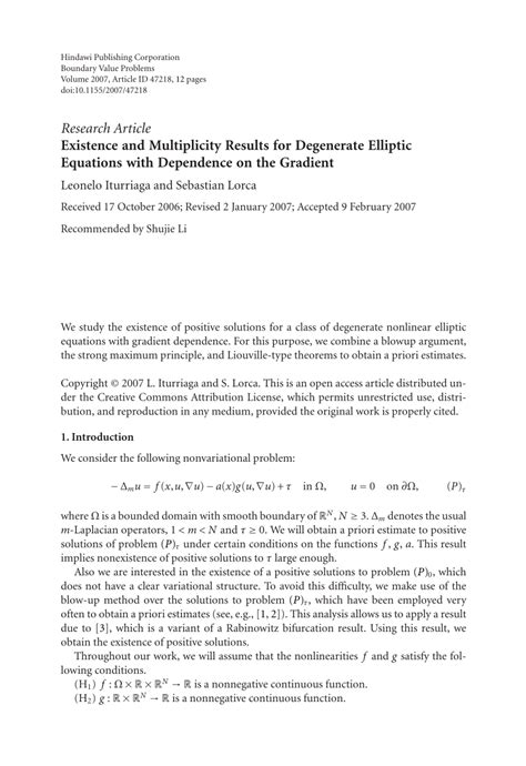 Pdf Existence And Multiplicity Results For Degenerate Elliptic Equations With Dependence On