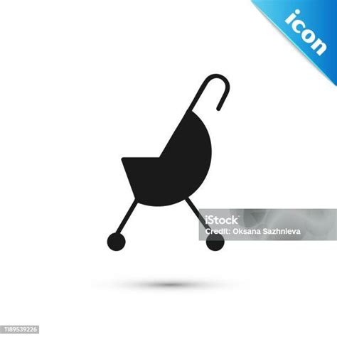 흰색 배경에 격리 된 검은 아기 유모차 아이콘입니다 유모차 버기 유모차 유모차 바퀴 벡터 일러스트레이션 0명에 대한 스톡 벡터