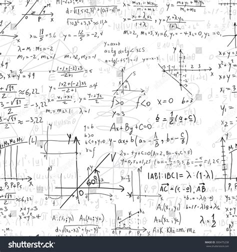 Math Seamless Pattern Handwriting Various Operations Stock Vector Royalty Free 300475238