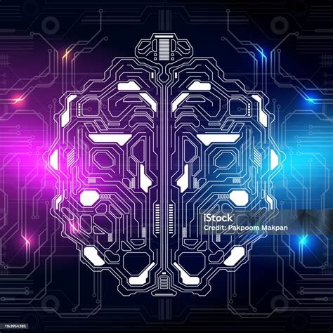 Brain Futuristic Element Circuit Board With Encoder And Decoder Binary