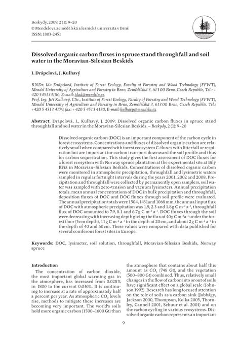 Pdf Dissolved Organic Carbon Fluxes In Spruce Stand Throughfall And