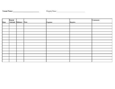 Tenant Rent Ledger Template Excel Free Free Printable
