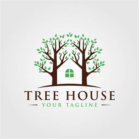 트리 하우스 배지 로고 브랜드 템플릿 프리미엄 벡터
