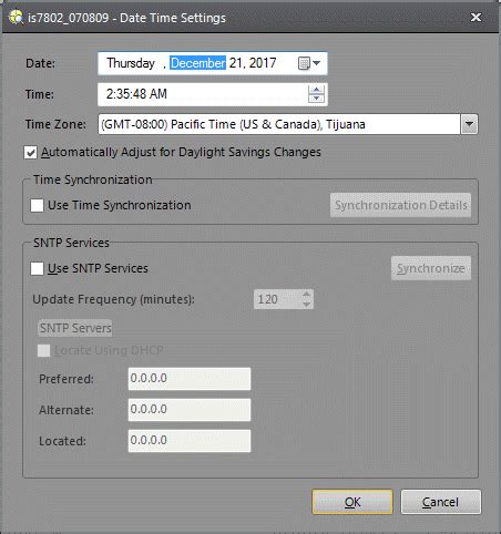 Date Time Settings Dialog