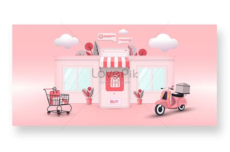 온라인 상점 전자 상거래 일러스트레이션 일러스트 무료 다운로드 Lovepik