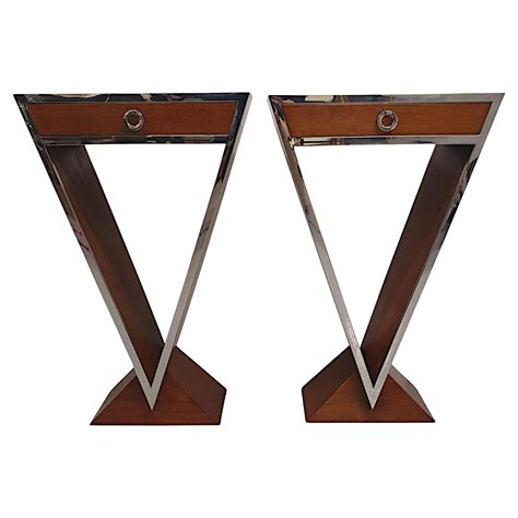 A Stunning Pair Of Side Tables In The Art Deco Design For Sale At 1stdibs