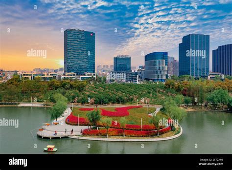 Aerial Scenery Of Daning Lingshi Park In Jingan District Shanghai