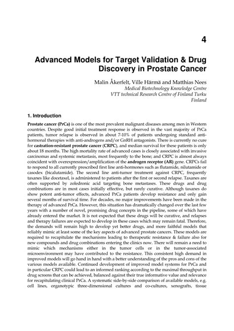 Pdf Advanced Models For Target Validation And Drug Discovery In