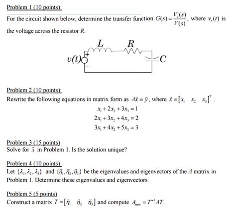 Solved For The Circuit Shown Below Determine The Transfer Chegg