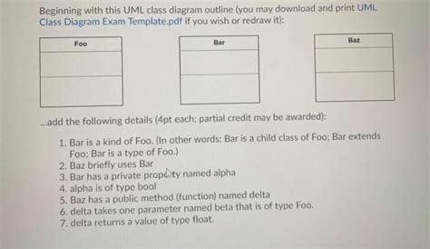 Solved Provide A UML Class Diagram For The Following Chegg Com