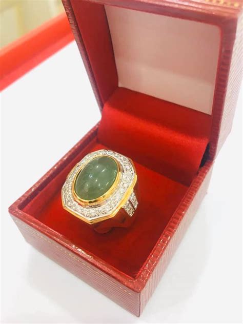 💍 แหวนทอง 90 ประดับเพชร หยก 💍 น้ำหนักแหวนรวม 14 7 กรัม 💍 ไซส์แหวน 56 เพิ่มไซส์แหวนให้ฟรี 💍