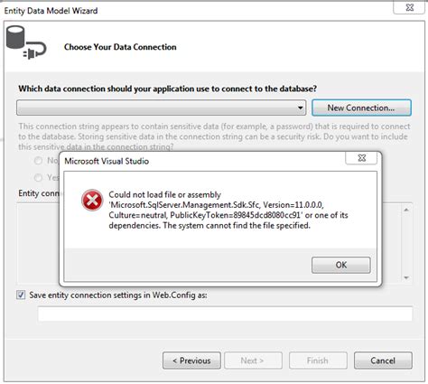 C Error Trying To Add Adonet Entity Data Model To Project Stack