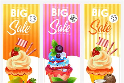 컵 케이크 판매 배너 다채로운 현대적인 디자인 Ai Eps Uidownload